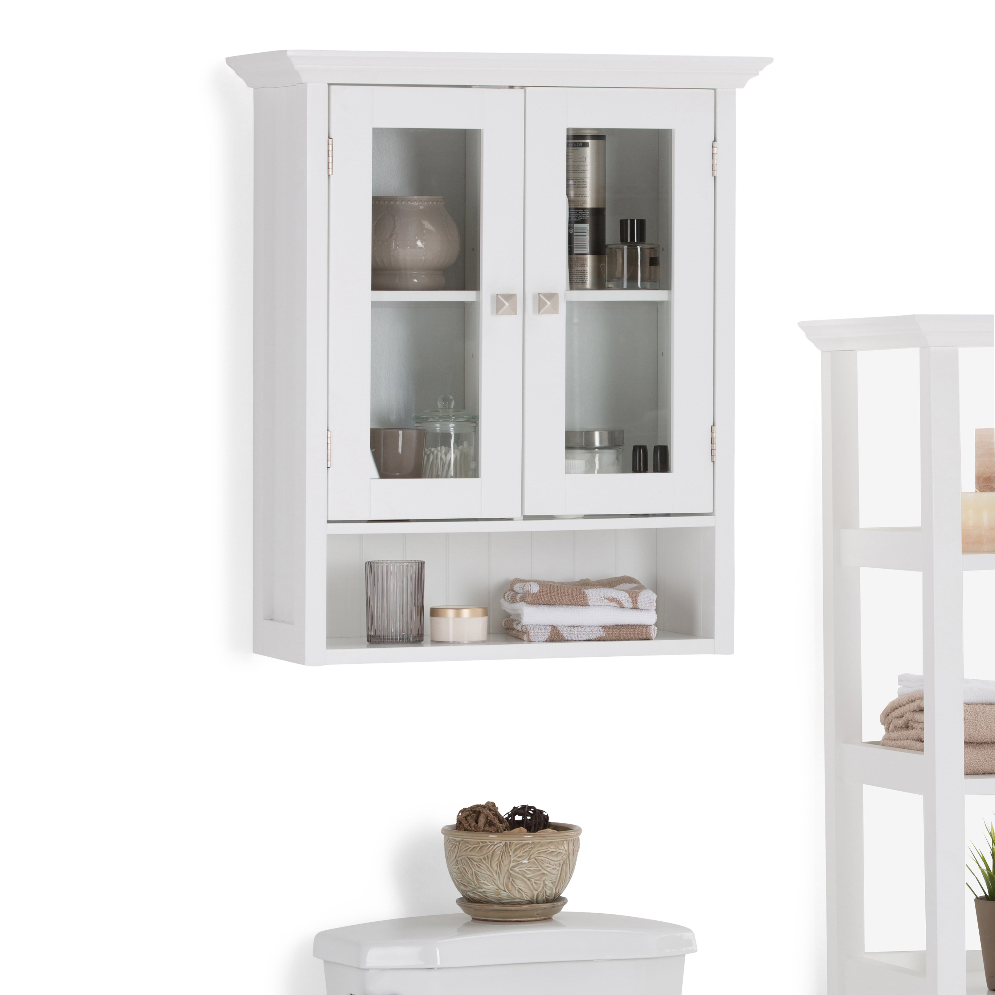 Simpli Home Acadian 24"W 2-Door Contemporary Bathroom Wall Cabinet with ...
